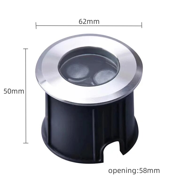 Подводный светильник ANADnight для бассейна из нержавеющей Черный, 62mm short 3W, DC12V 3000K