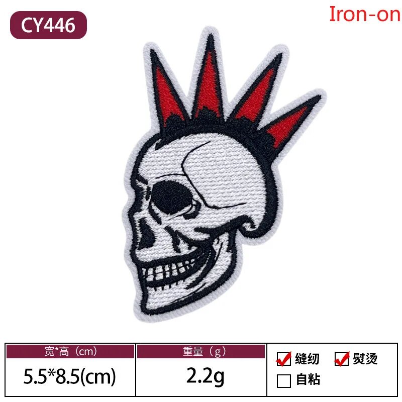 Вышитая заплатка череп панк CY446