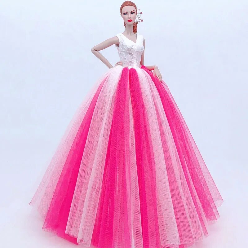Розовое платье для куклы Барби, цвет new6 dress