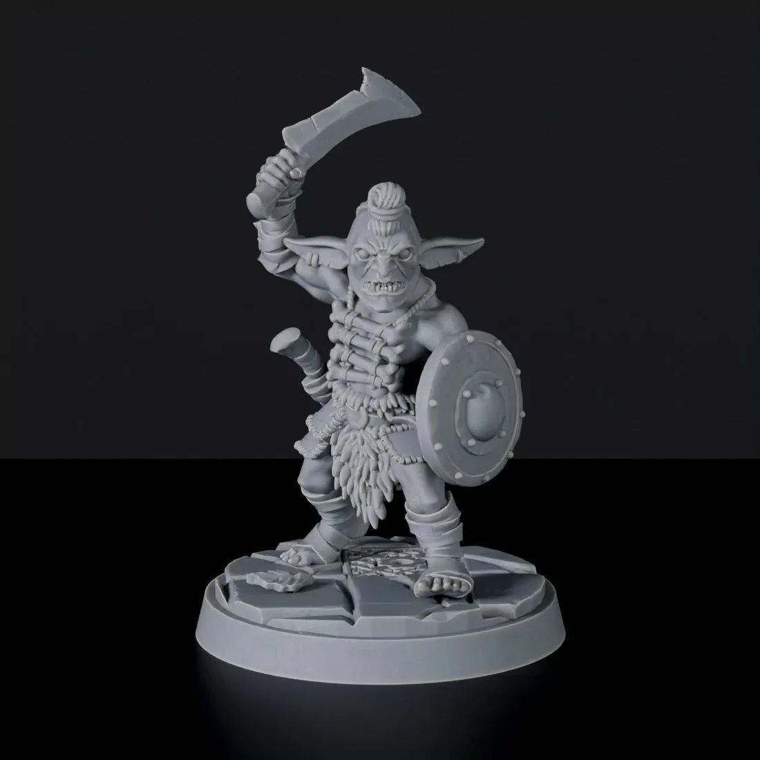 Миниатюра D&D "Воинствующий гоблин-воин B" 32 мм (DnD, Dungeons & Dragons, ДнД, Подземелья и Драконы, Pathfinder)