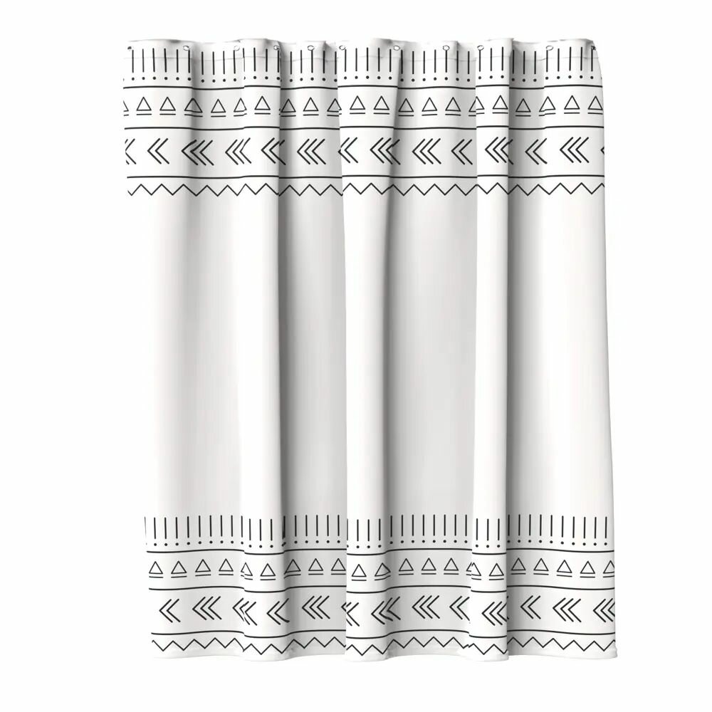 Штора для ванной с кольцами 180x200 см полиэстер цвет черно-белый