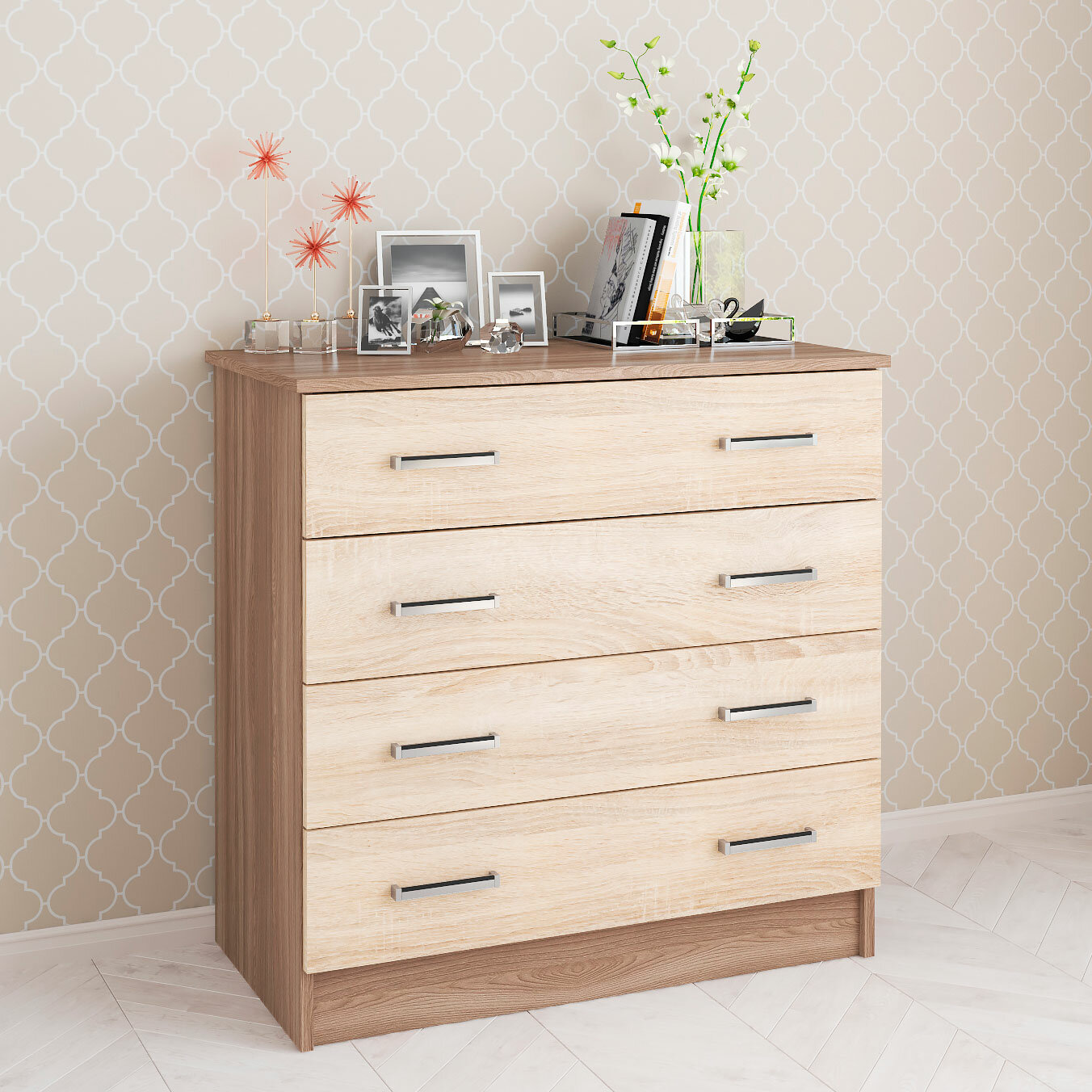 Комод с ящиками Катрин 3 81,0х82,0х43,5 см, ясень шимо/дуб сонома