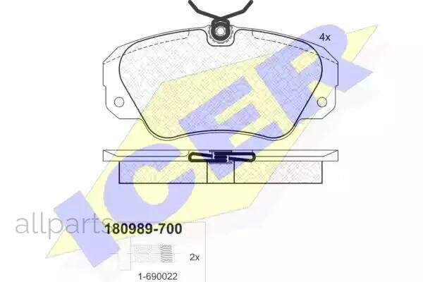 ICER 180989-700 Колодки тормозные дисковые