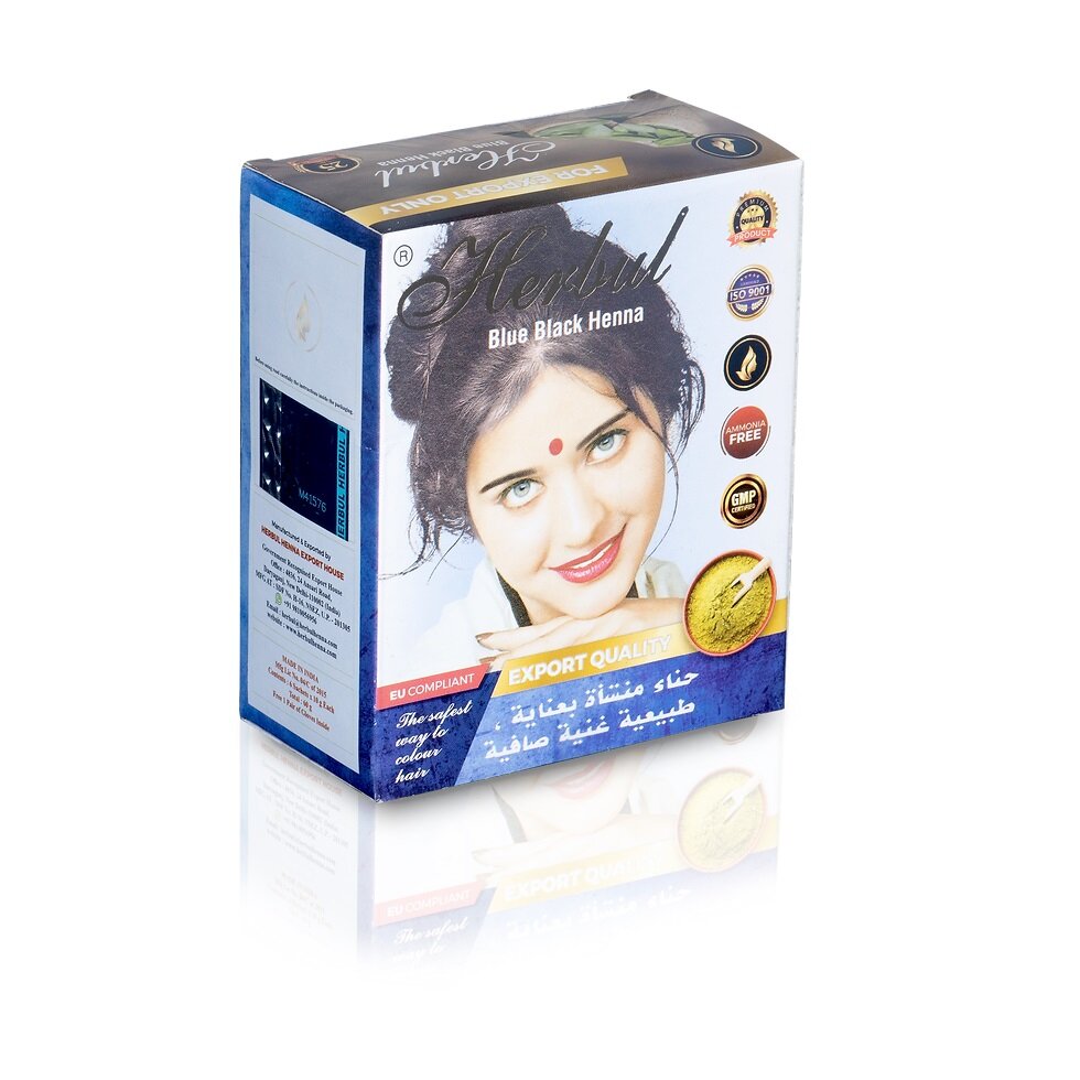 BLUE BLACK Henna, Herbul (Индийская хна сине-черная, Хербул), 1 уп. (6 пак. по 10 г.)