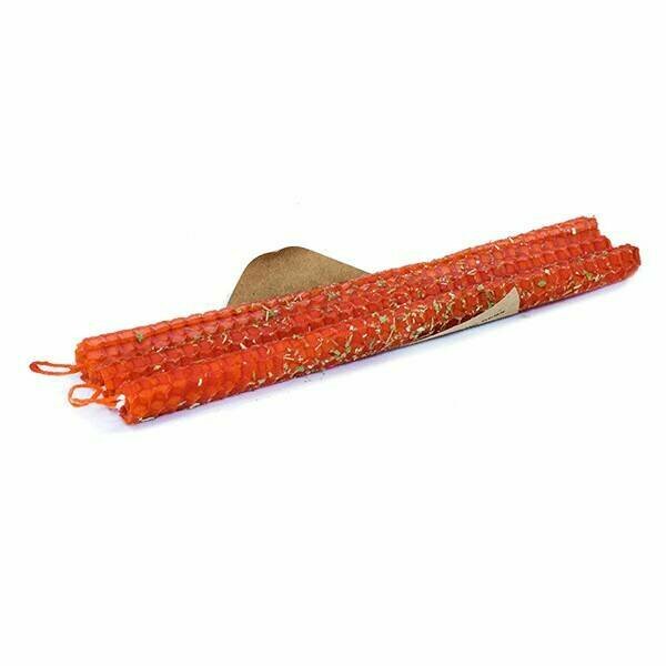 Свеча из красной вощины с травой лакрица, Медовые свечи Сибири (с описанием, 21*1,1 см.), набор 3 шт.