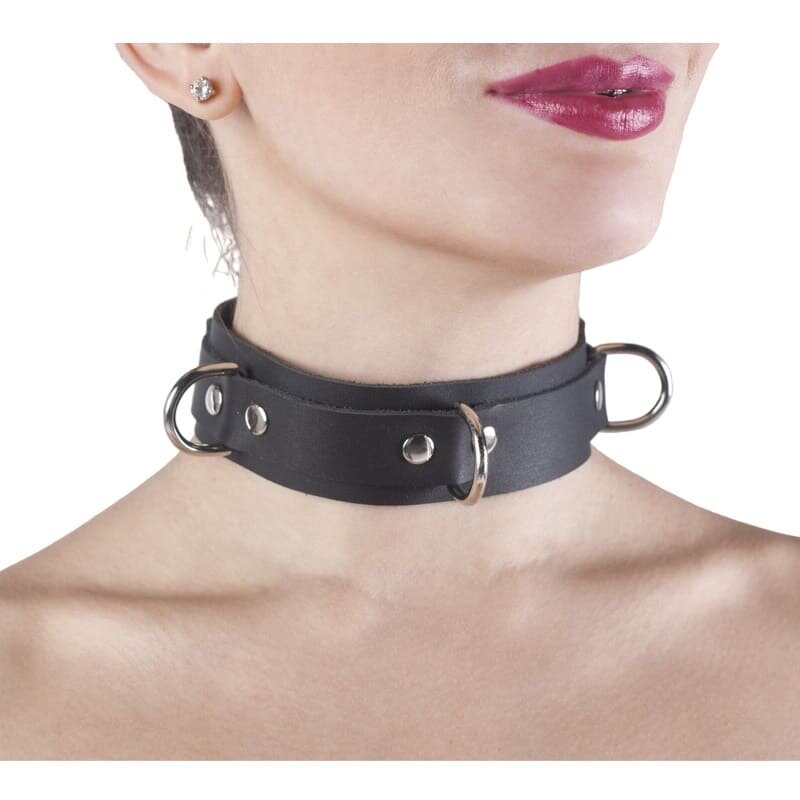 Ошейник Эролайф, натуральная кожа, для БДСМ и ролевых игр, черный