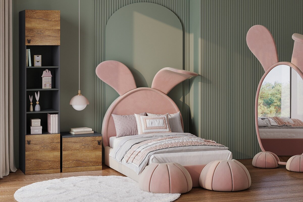 Детская стенка МебельЛэнд24 Банни - 1 МДФ Дуб Мореный 90x52x210 коричневый со шкафом с тумбой