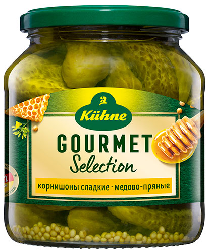Корнишоны Kuhne сладкие медово-пряные 530 г