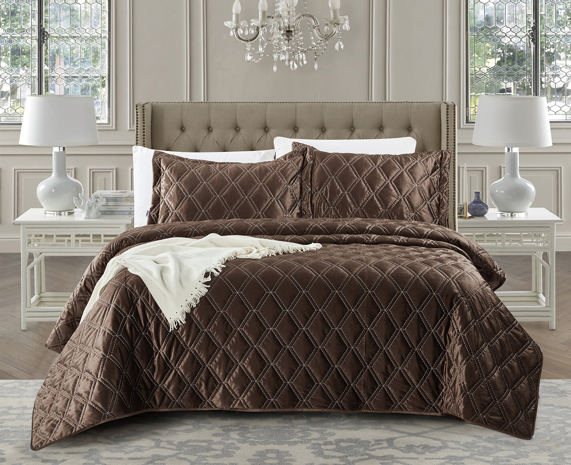 Велюровое Покрывало Tango Baccara, евро, размер 240x260 см, 2 наволочки 50х70 см