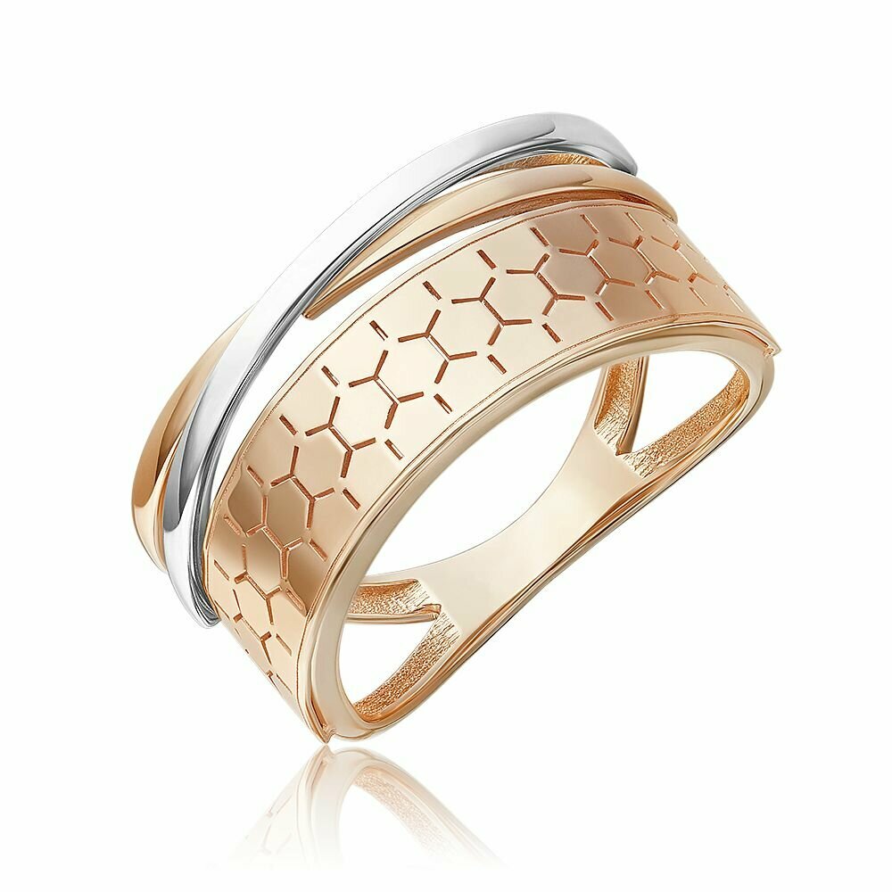 Кольцо, комбинированное золото, 585 проба, родирование