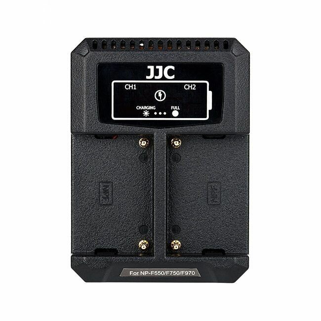 JJC DCH-NPF Двойное зарядное у-во с инфо индикатором для sony F970/FM500/FM50 с поддержкой скоростной зарядки QC 3.0 через USB Type-C кабель