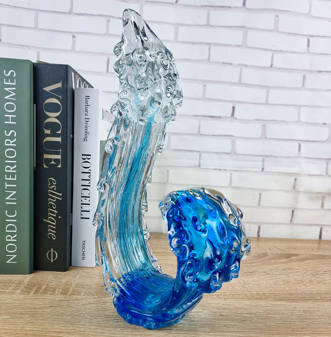 Морская волна. Стеклянная фигурка в стиле Мурано. 30х14см, ручная работа.