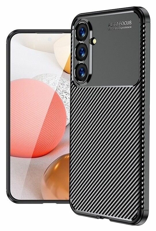 Чехол на Samsung Galaxy S23 FE силиконовый под карбон чёрный