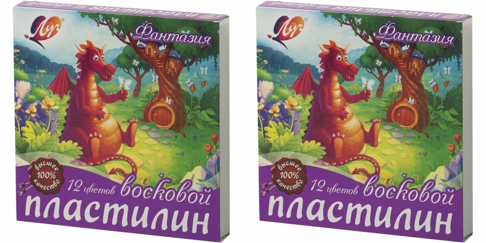 Луч Пластилин Фантазия 12 цветов, 2 уп