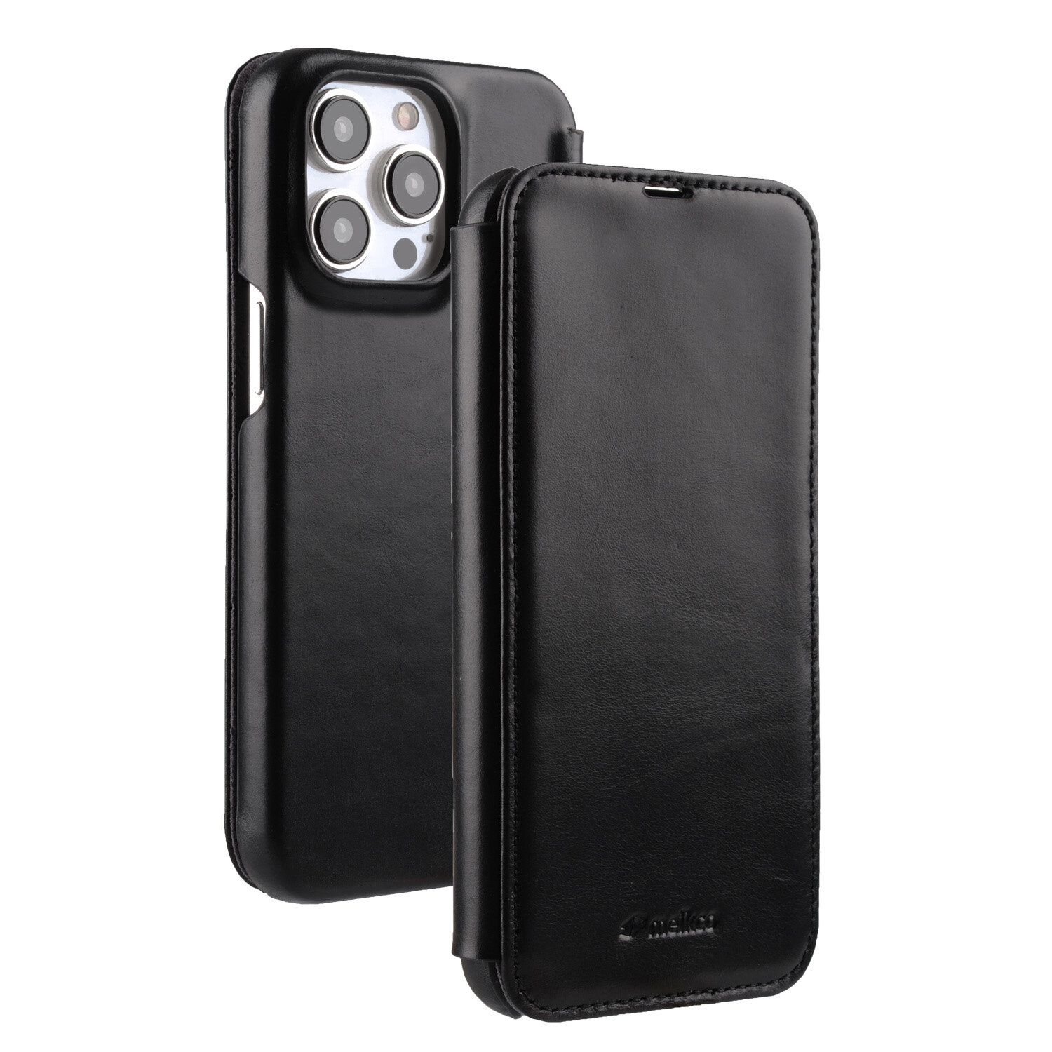 Кожаный чехол книжка Melkco Face Cover Type для iPhone 15 Pro Max, винтажный черный