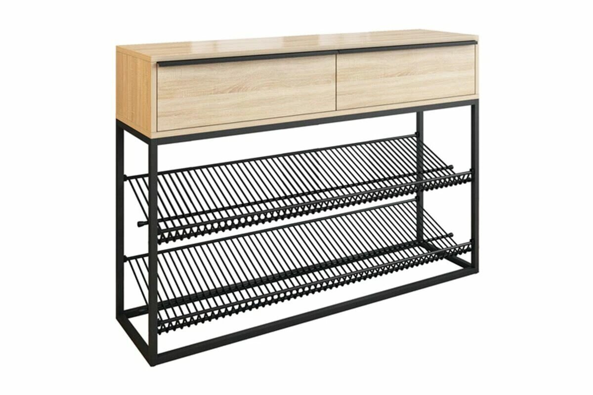 Обувница «Крафт 2», дуб сонома/черный муар (1150х300х800)