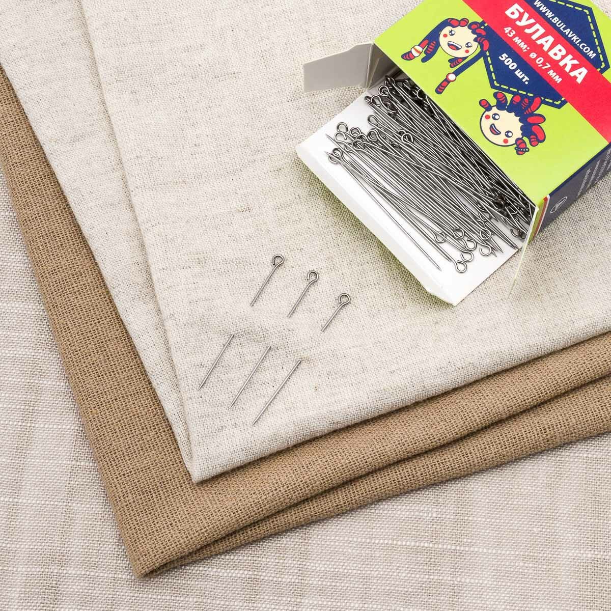 Булавки портновские с ушком 43*0,7 мм, 500 шт, для шитья и рукоделия, 'Булавка'