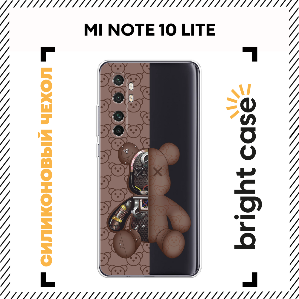 Чехол на Xiaomi Mi Note 10 Lite / Сяоми Ми Нот 10 Лайт с принтом Половинка медведя, прозрачный