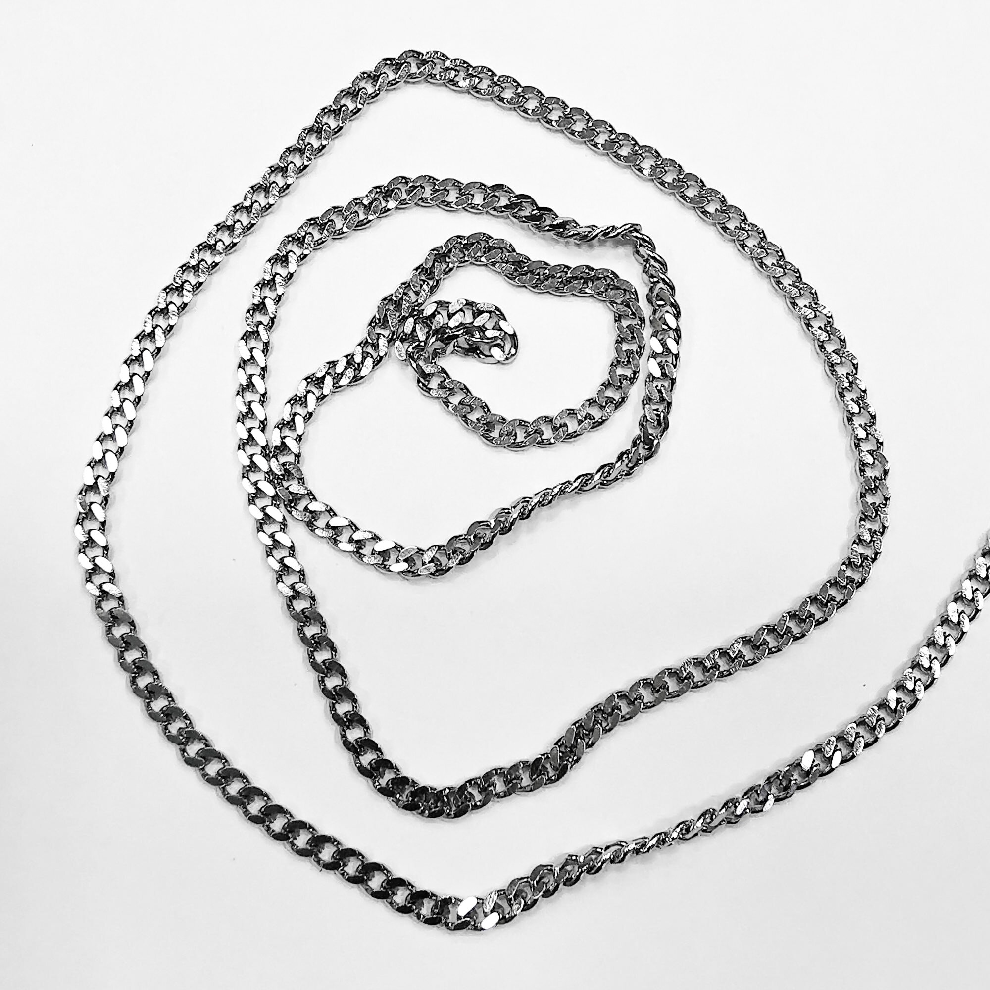 Цепочка отрезная (без замка), 3х2мм, витая, с алмазной гранью, базовый материал - нержавеющая сталь, без покрытия, 1 метр