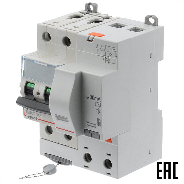 Дифф. автомат Legrand DX"3" 411157 тип АС 10А-30мА 230В 2P 4мод. хар-ка С