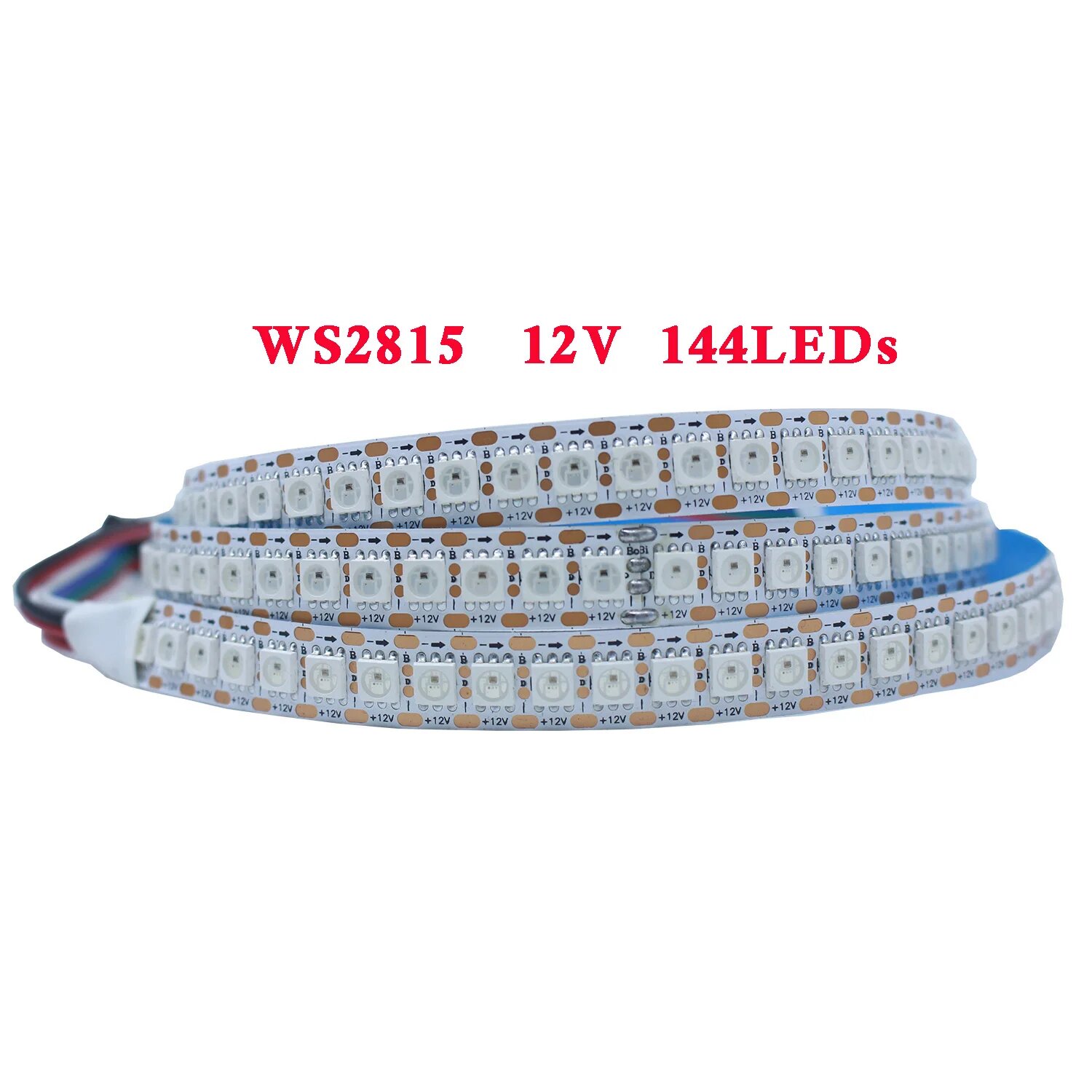 Светодиодная лента RGB WS2812B 5V 144LEDs 1м, White PCB