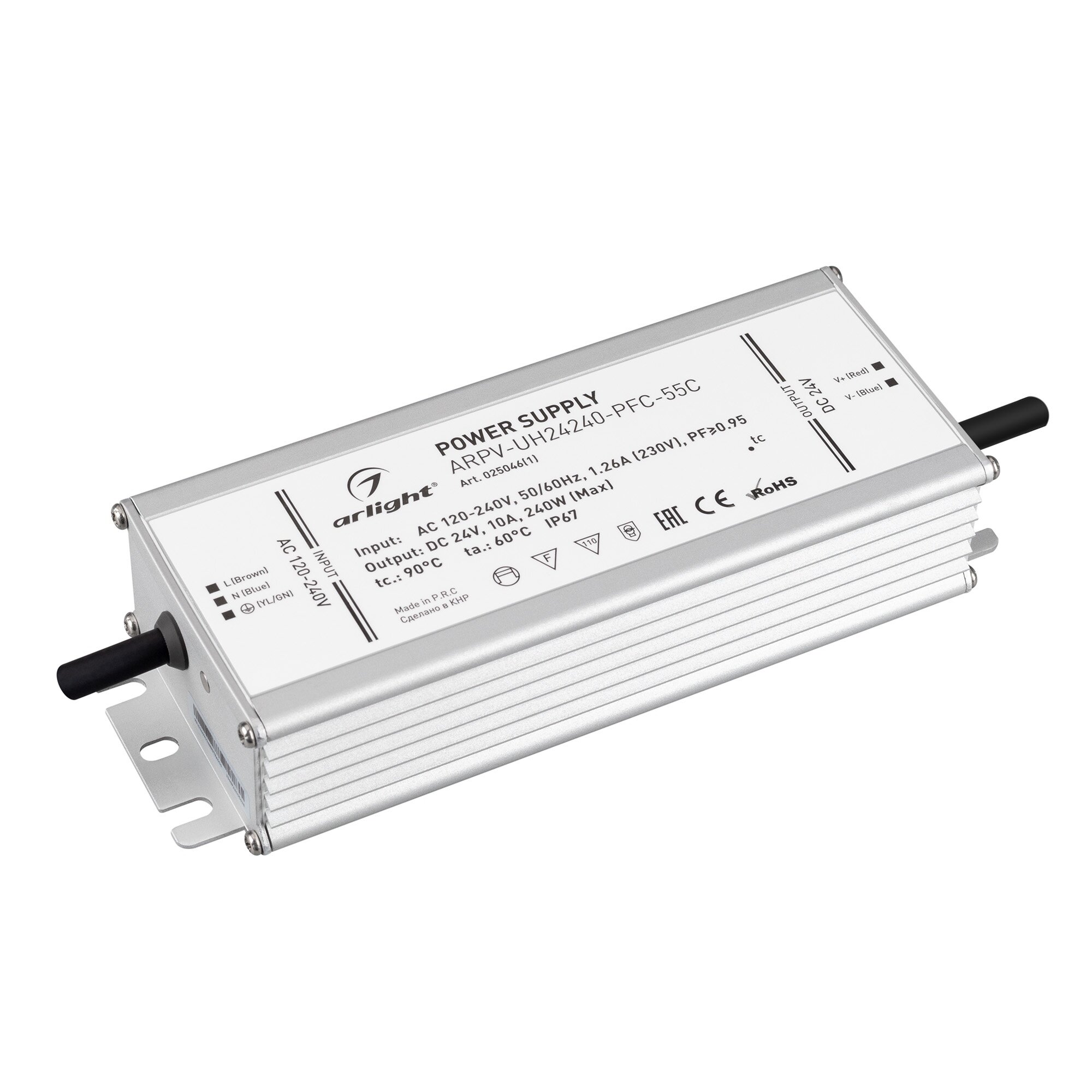 Блок питания ARPV-UH24240-PFC-55C (24V, 10.0A, 240W) (Arlight, IP67 Металл, 5 лет) 025046(1)