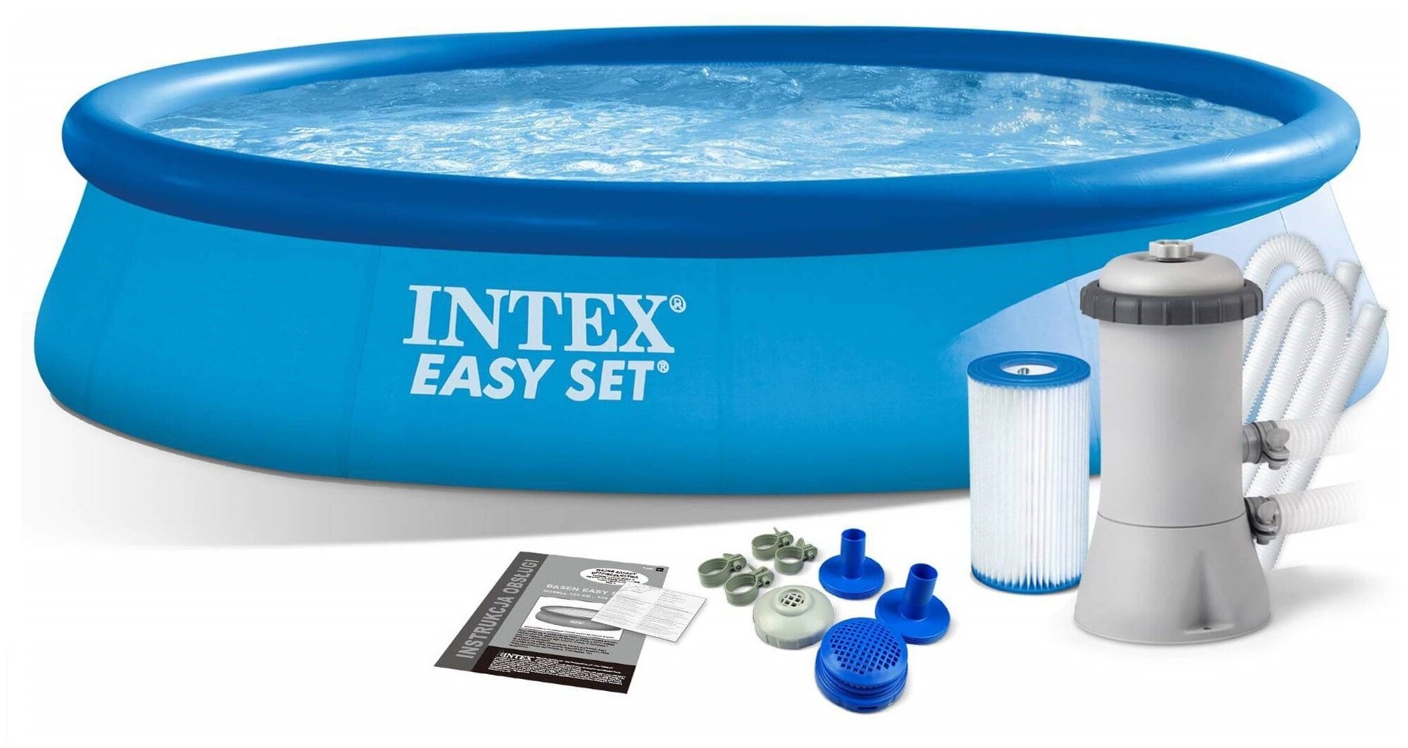 28142 Надувной бассейн Intex 396х84см + фильтрующий картриджный насос
