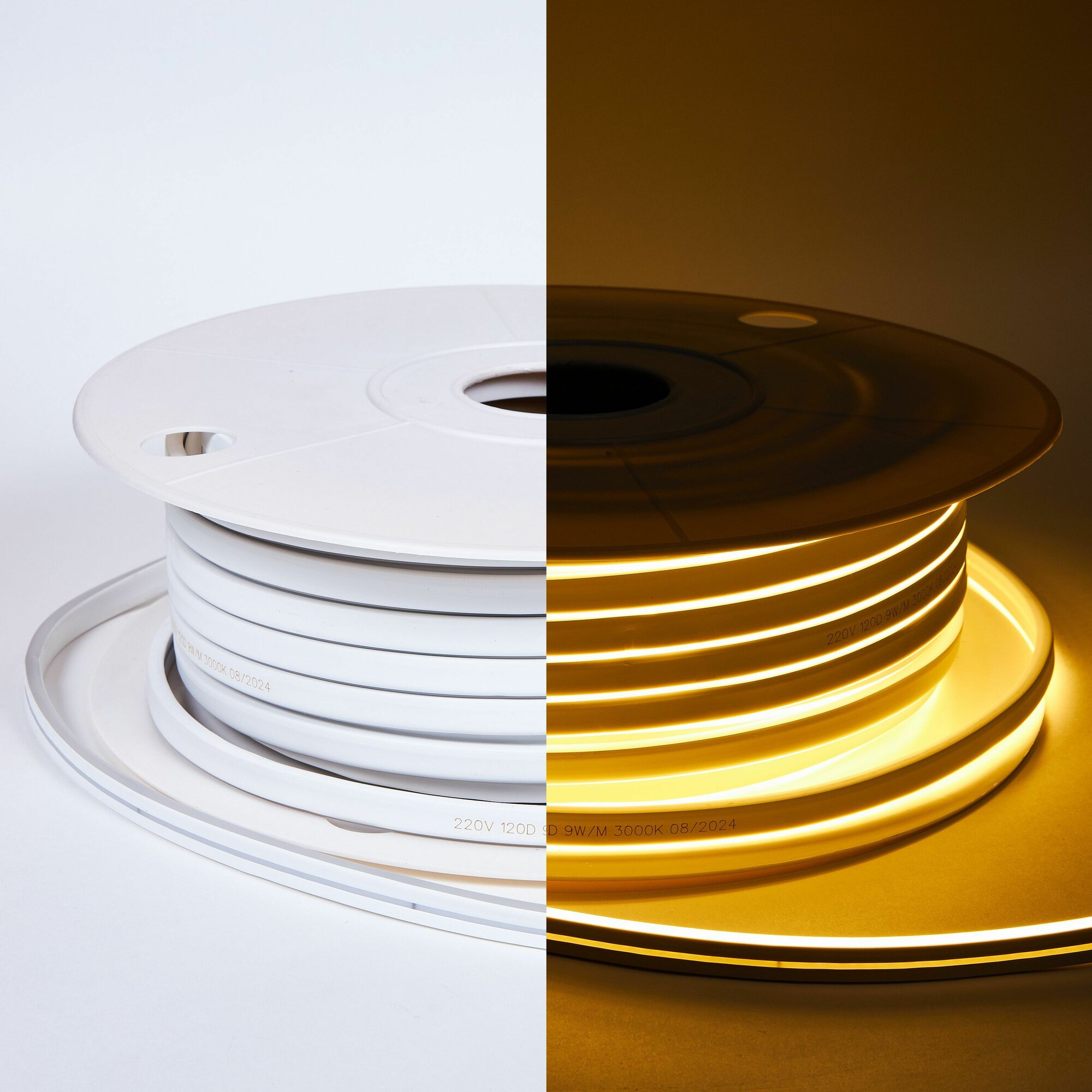 Светодиодная неоновая гибкая лента LUX 220V "Eleganz" 9 Вт, 2835, 120 LED, IP65 Теплый белый свет, 10 метров