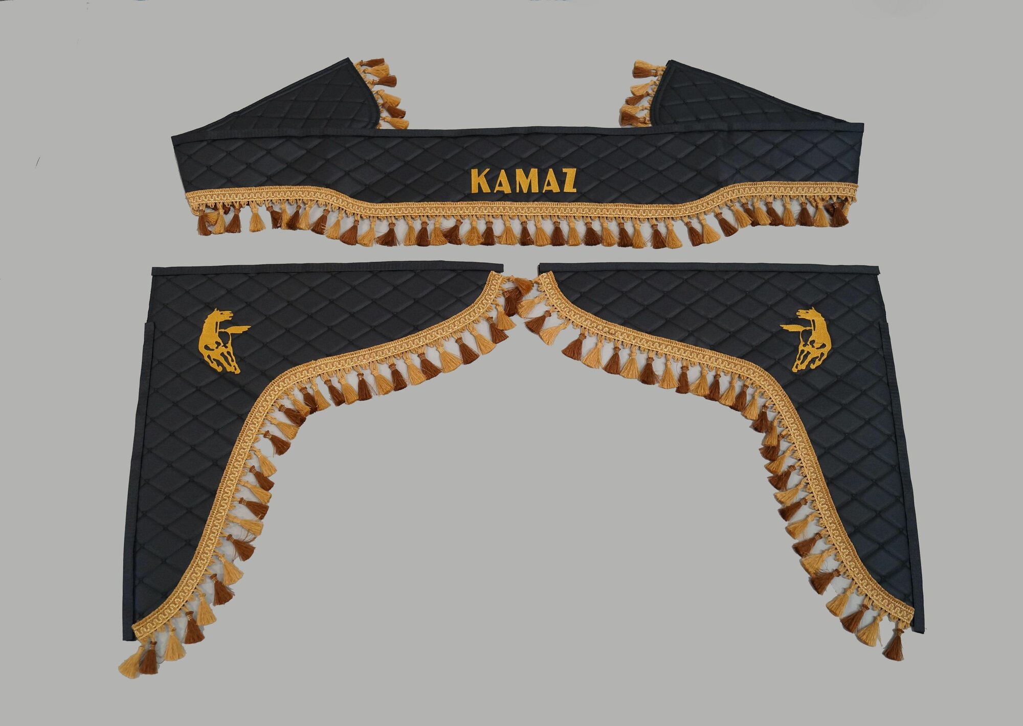 Ламбрекены для автомобилей Камаз. С бахромой, вышивка.