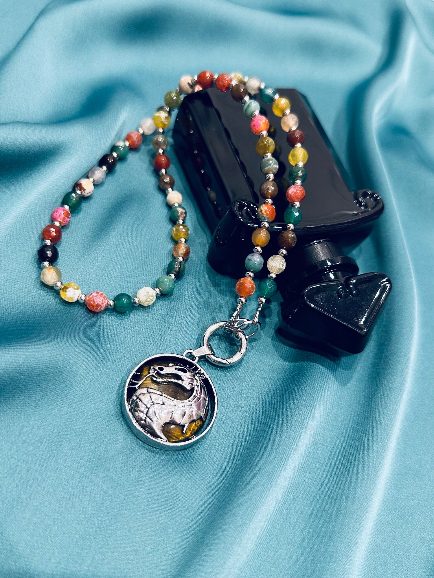 Колье Jewellery by Marina Orlova, агат, кварц, длина 49 см, зеленый — фото 1