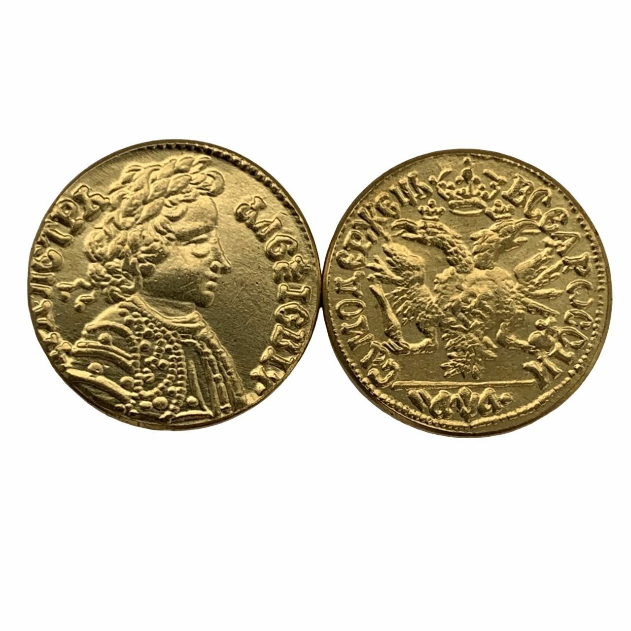 Золотой червонец Петра l 1701 года ленточка в волосах. Коллекционная монета Российской Империи.