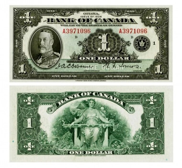 Канада 1 доллар 1935 город Оттава, сувенирная копия, банкноты и купюры редкие коллекционные