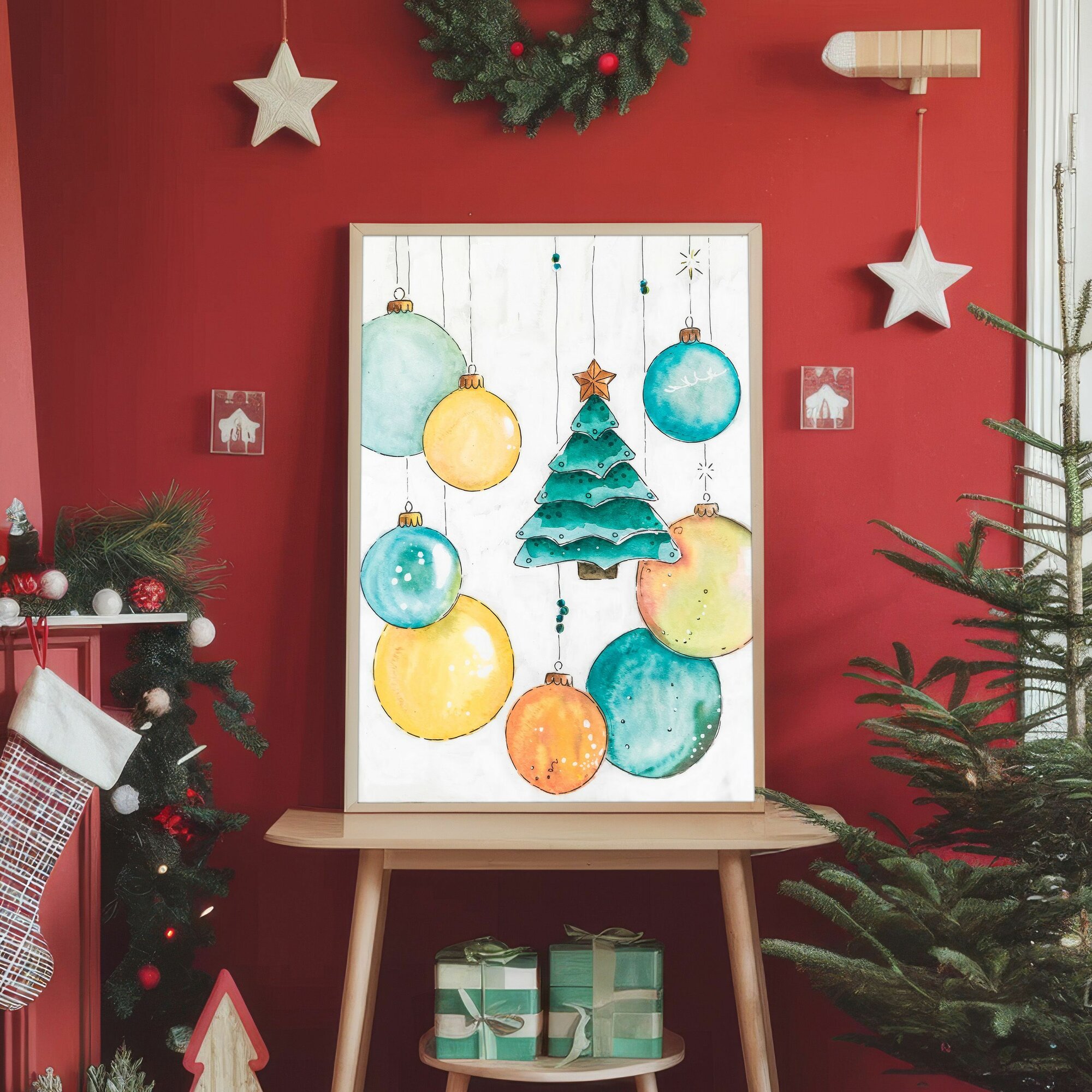 Постер Новый год Новогодние шары из серии Casa New Year 40х50