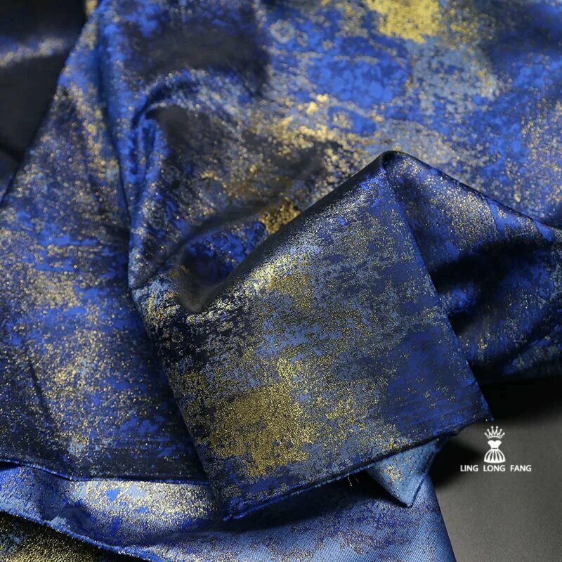 Двусторонняя атласная жаккардовая ткань uarestar 100% полиэстер Темно-синий, 1