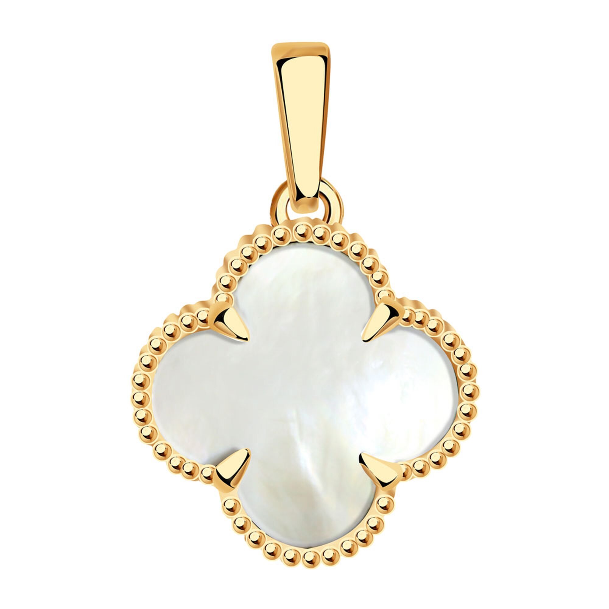 Подвеска, красное золото, 585 проба, перламутр