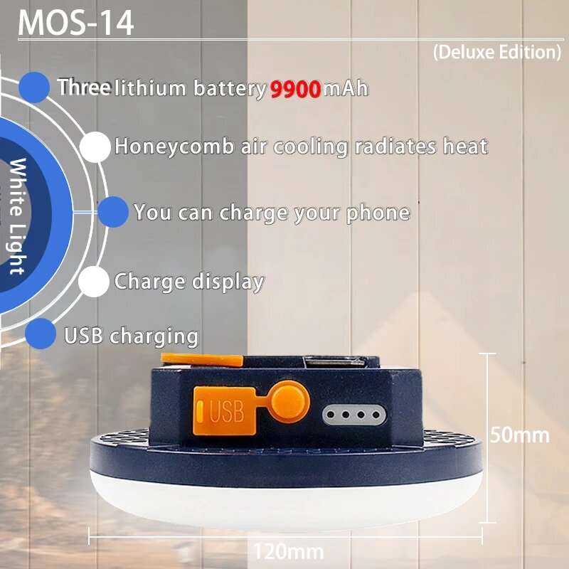 Фонарик перезаряжаемый MOSLIGHTING MOS-14 White 9900mAh USB