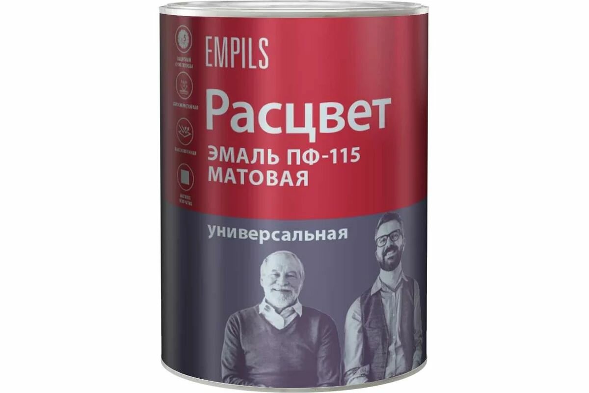 Универсальная эмаль Расцвет ПФ-115 матовая, белая, 0.9 кг 10816