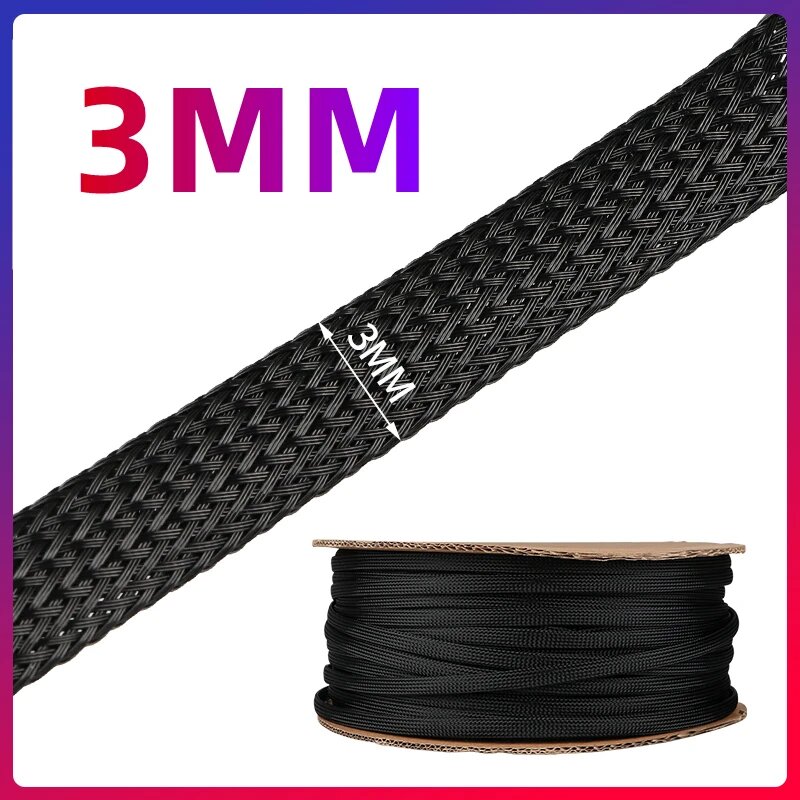 Черная изолированная спиральная оплетка из ПЭТ YQSiNYUE 3MM, 1 Meter