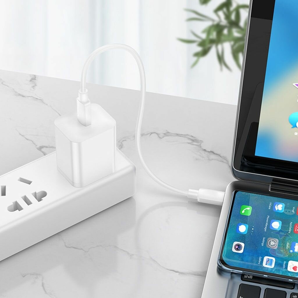 USB-концентратор, Двухконечный Type C быстрая зарядка короткий кабель 60W - черный - 25 см, 1 шт