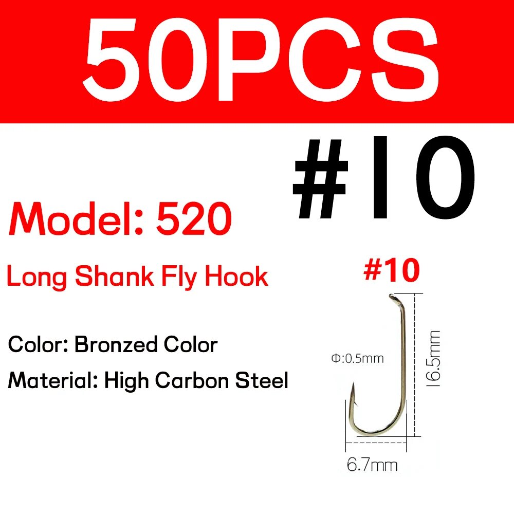 WIFREO Рыболовные крючки для нахлыста 50pcs size 10