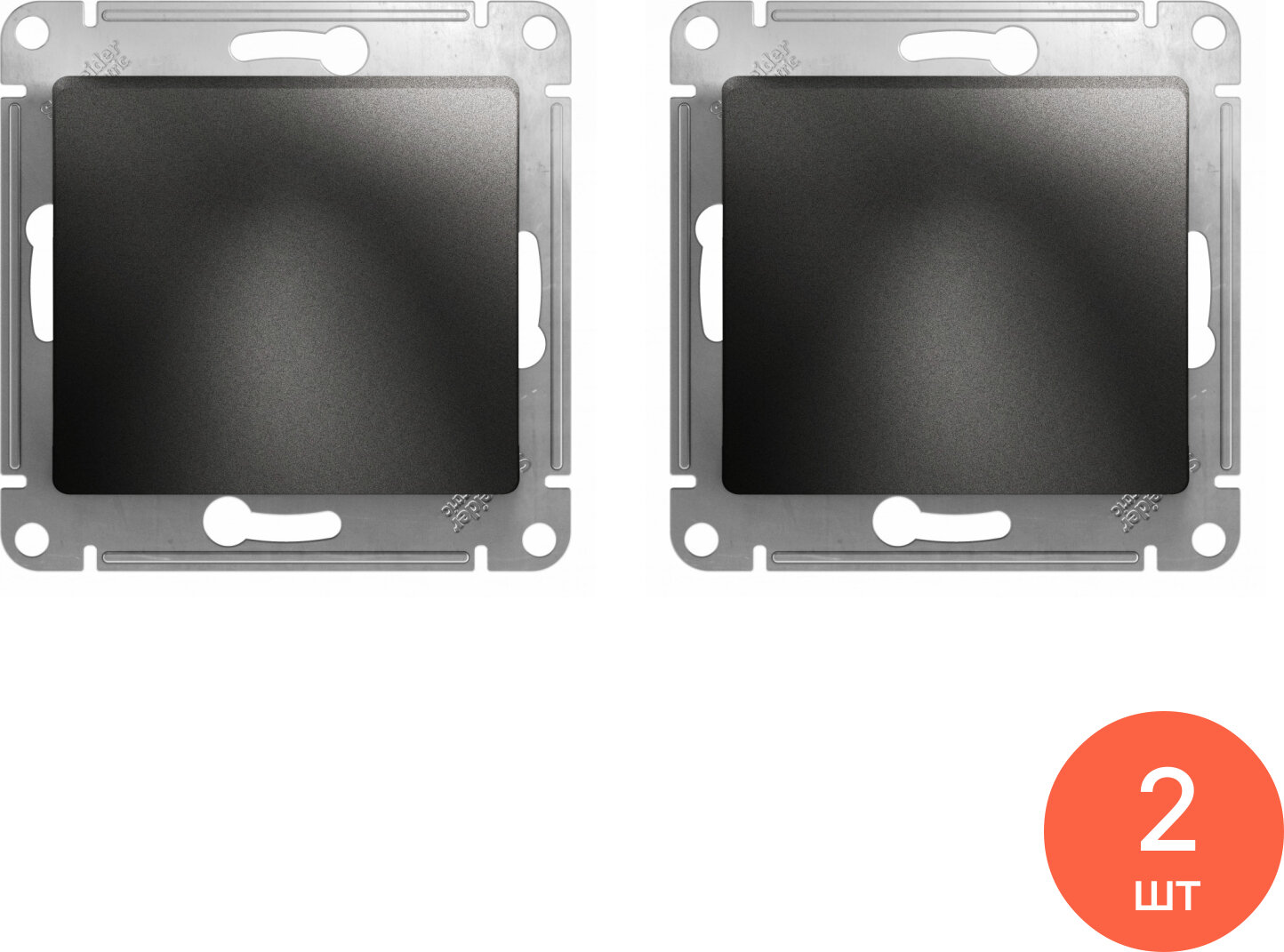 Вывод кабеля Systeme Electric / Систем Электрик Glossa скрытой установки, из пластика, цвет антрацит, 70.8х70.8х46.3мм, IP20 / электрика (комплект из 2 шт)