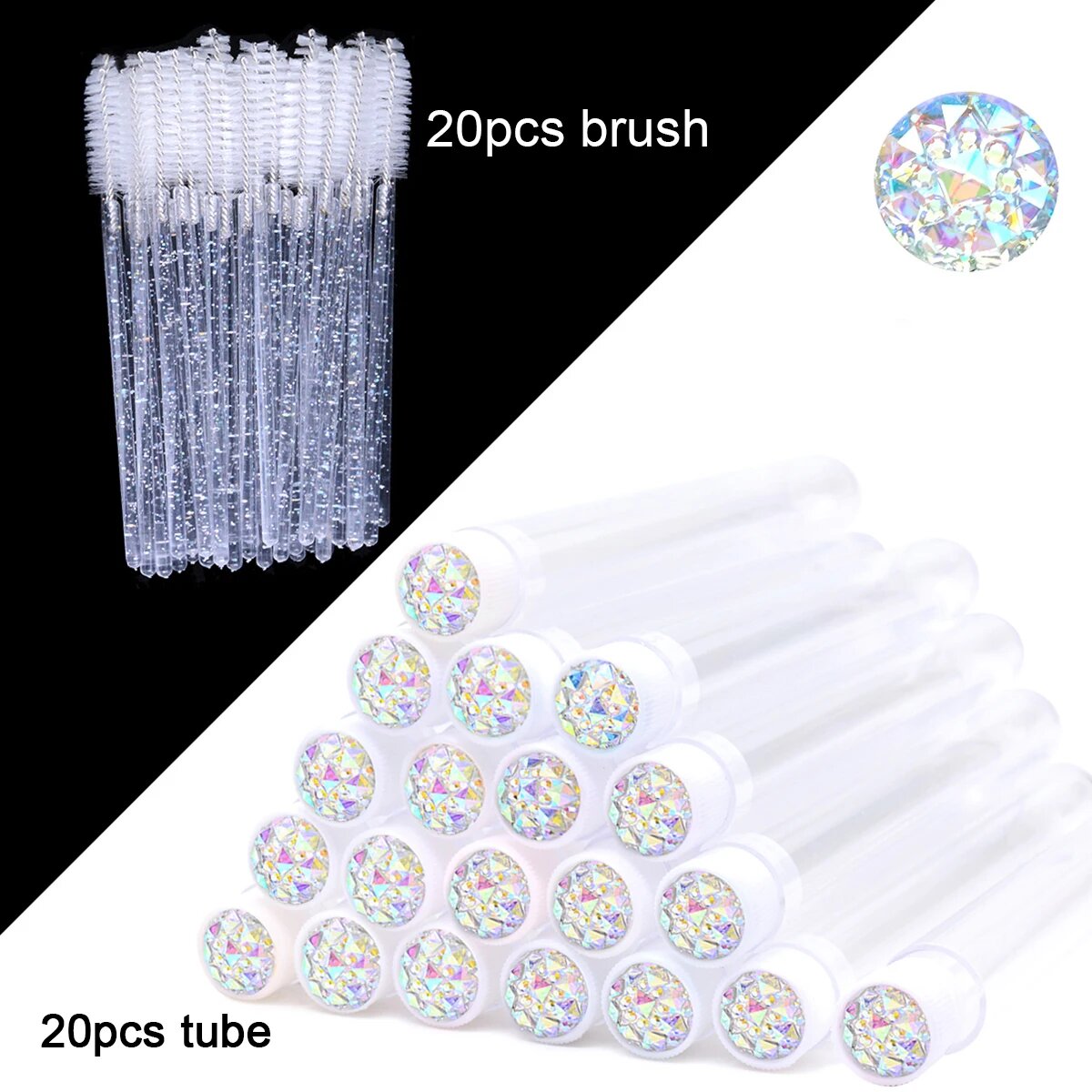 Кисти для наращивания ресниц, 20 шт, silver glass