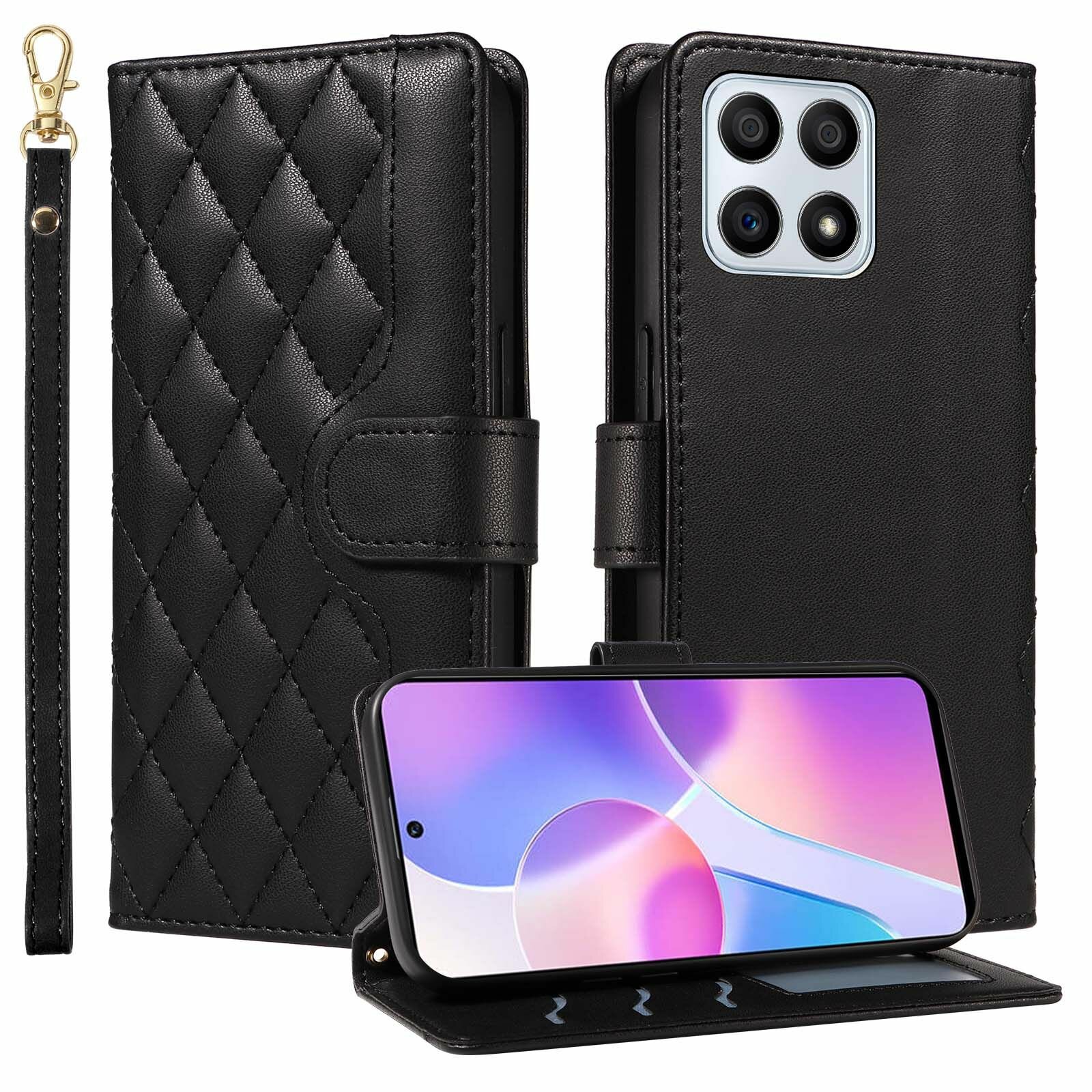 Чехол из матовой кожи для Honor X8 4G и Honor 30i (хонор Икс 8 4Г и хонор 30i) , роскошный и стильный, устойчивый к падениям, со слотом для карт, с длинным и коротким шнурками