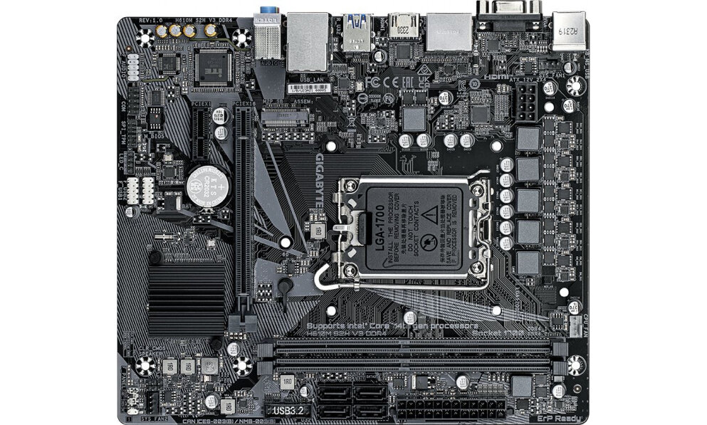 Материнская плата Gigabyte H610M S2H V3 DDR4, Soc-1700, Intel H610, mATX