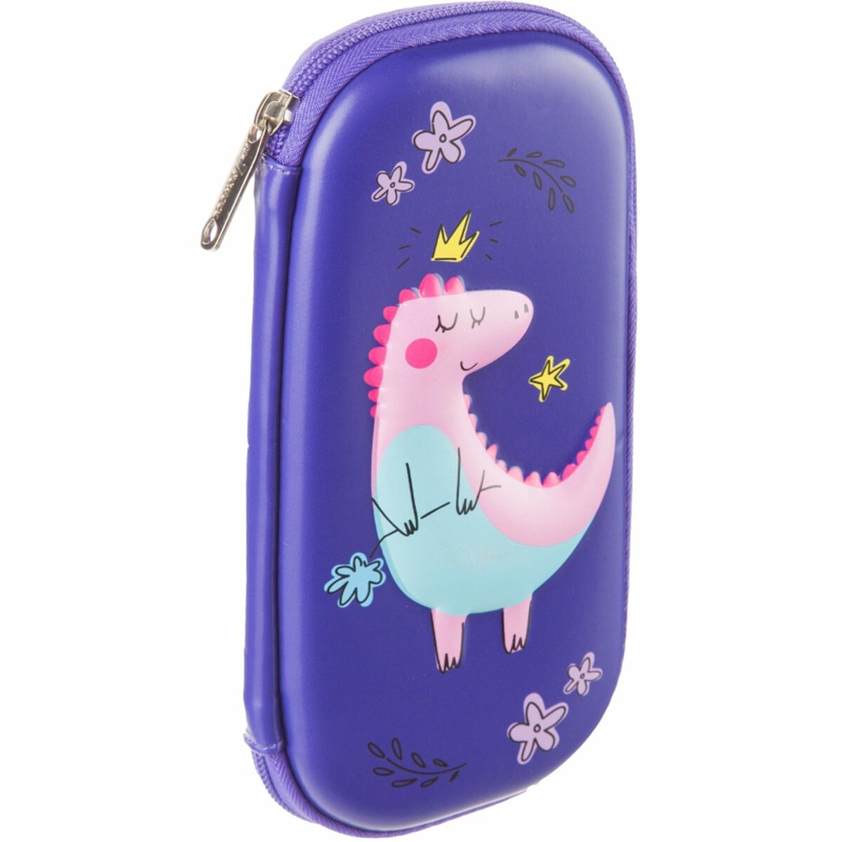 Пенал школьный 1 отделение Комус Класс 3D Dino princess, фиолетовый (1694914)