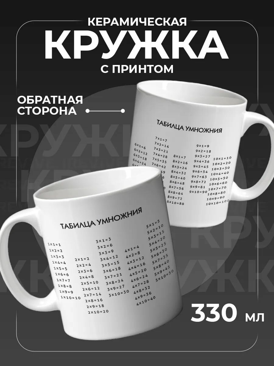 Кружка керамическа PNP NARD, 330 мл, с цветным принтом таблица умножения