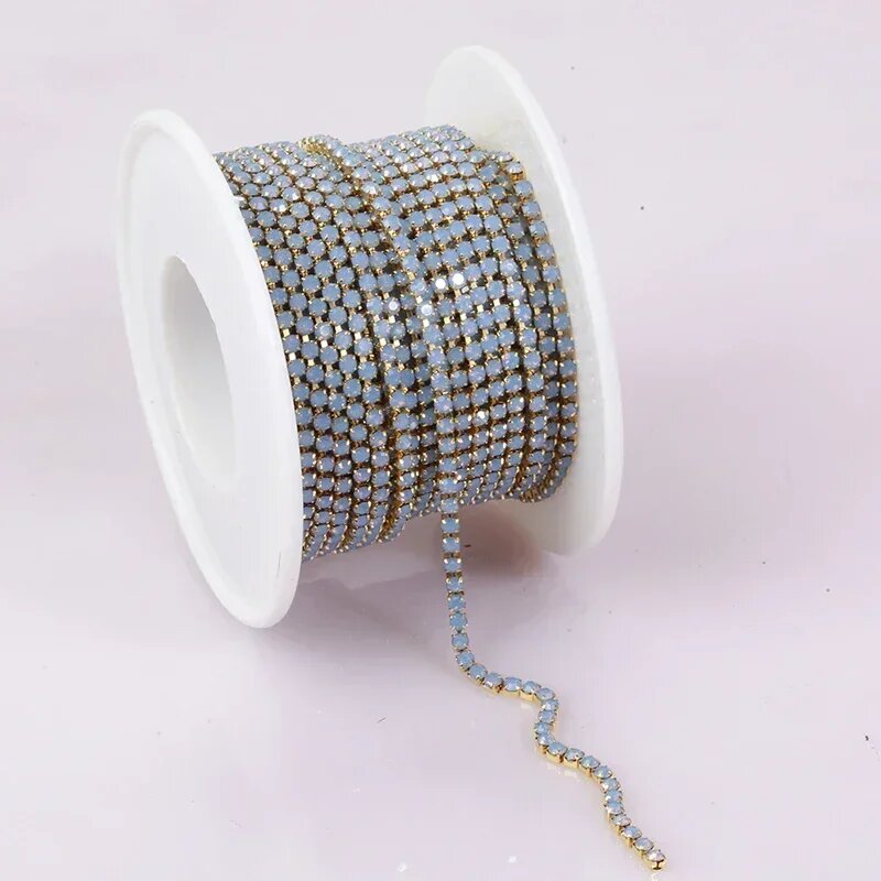 Хрустальная цепочка Gold Blue Opal, 1 yard