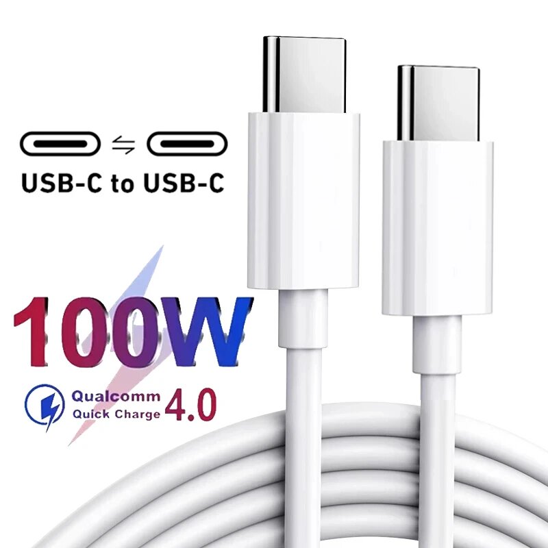 Двойной кабель USB-C PD 100 Вт для быстрой зарядки типа C для iPhone 17 16 Pro Max 16 15 Plus 1 м