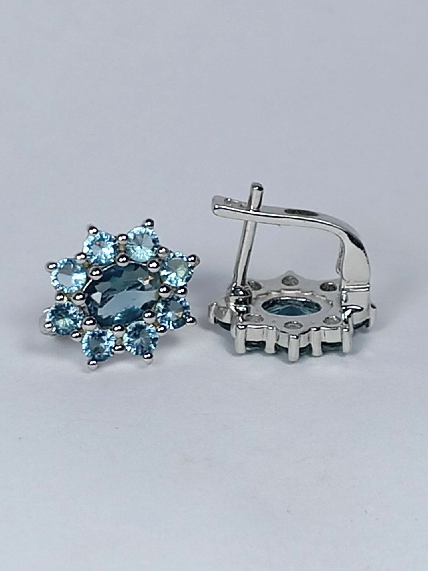 Серьги серебро, 925 проба, родирование, Лондон топаз, кварц