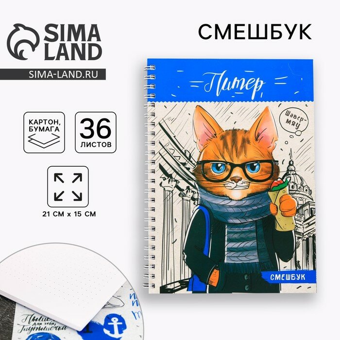 Блокнот-смешбук на спирали Санкт-Петербург, А5, 36 листов